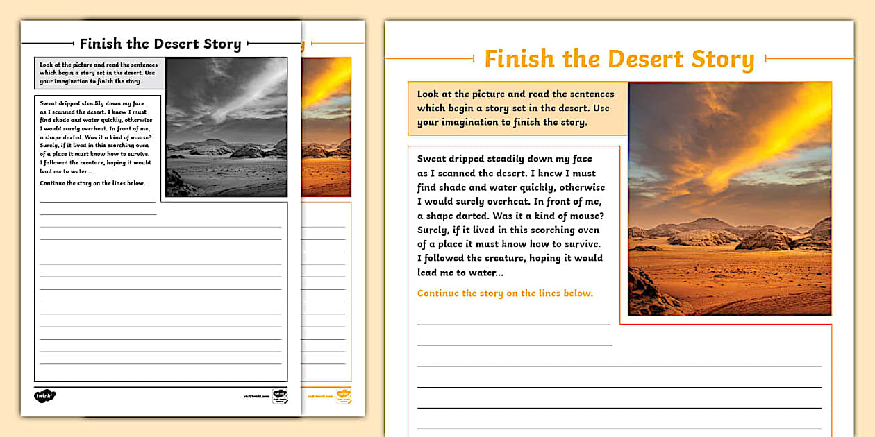 Finish the Desert Story Writing Template (Teacher-Made)
