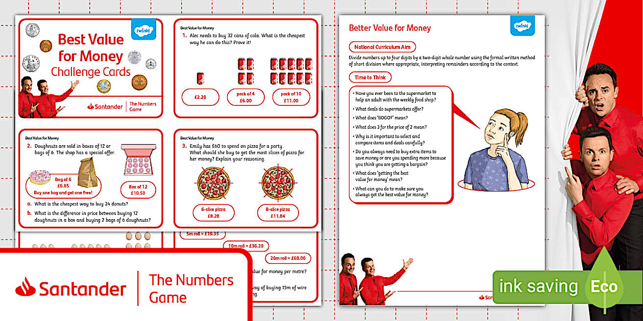 FREE! - 👉 Maths & Money: Best Value For Money Challenge Cards [Year 6]