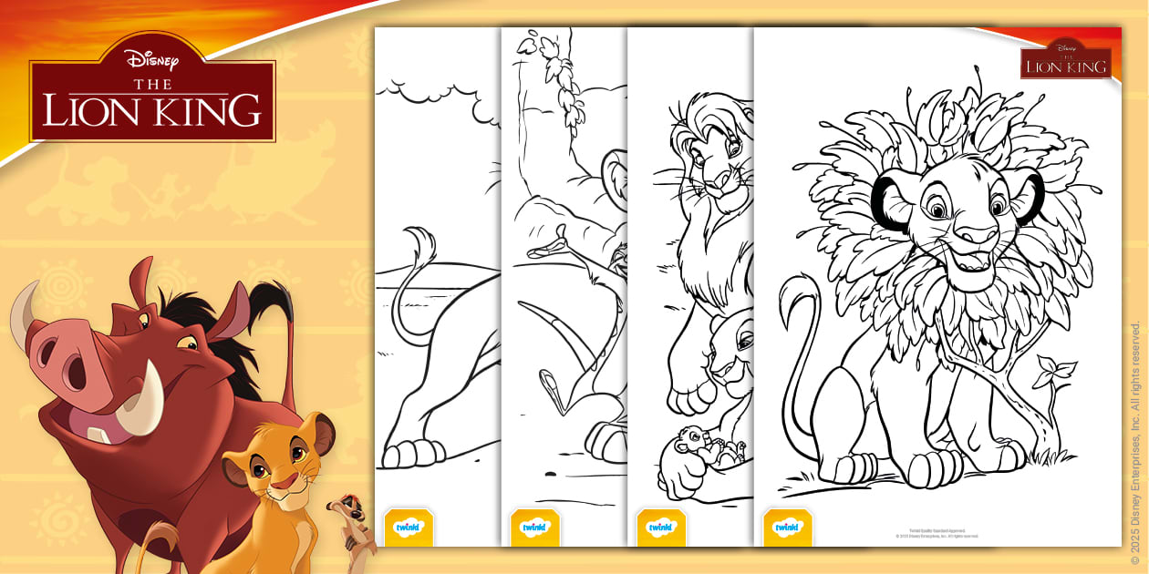 The Lion King: Simba Colouring Pages (teacher made) - Twinkl