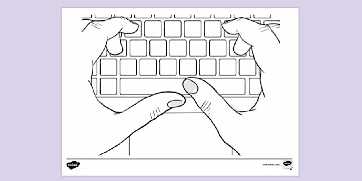Hands Typing Colouring Sheet | Colouring Sheets - Twinkl