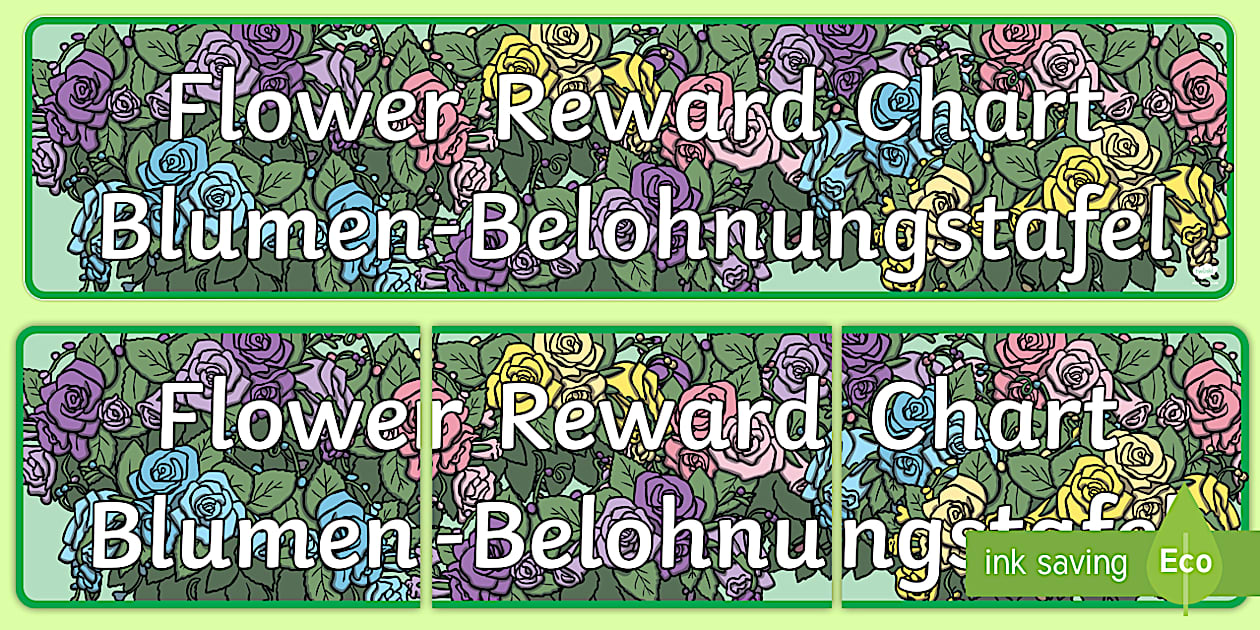 Flowers Reward Chart Display Banner English/German - EAL, German, Flowers
