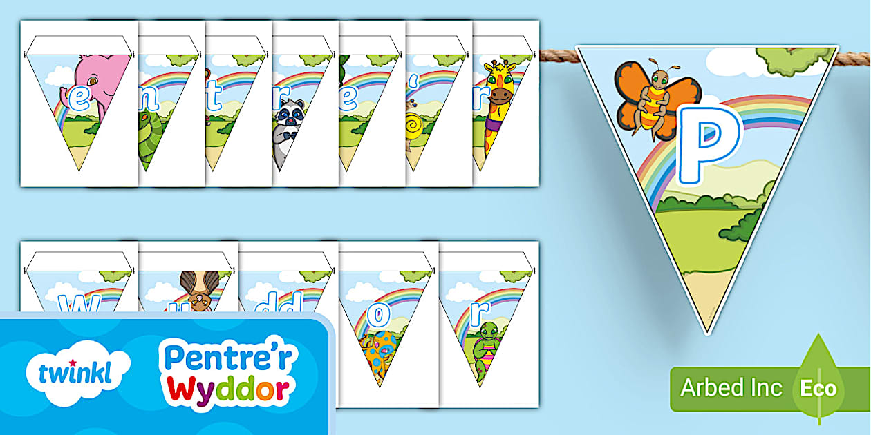 Baneri Bach Llythrennau Pentre'r Wyddor (teacher made)