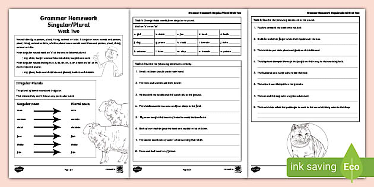 Grammar Homework Week Two (Teacher-Made) - Twinkl