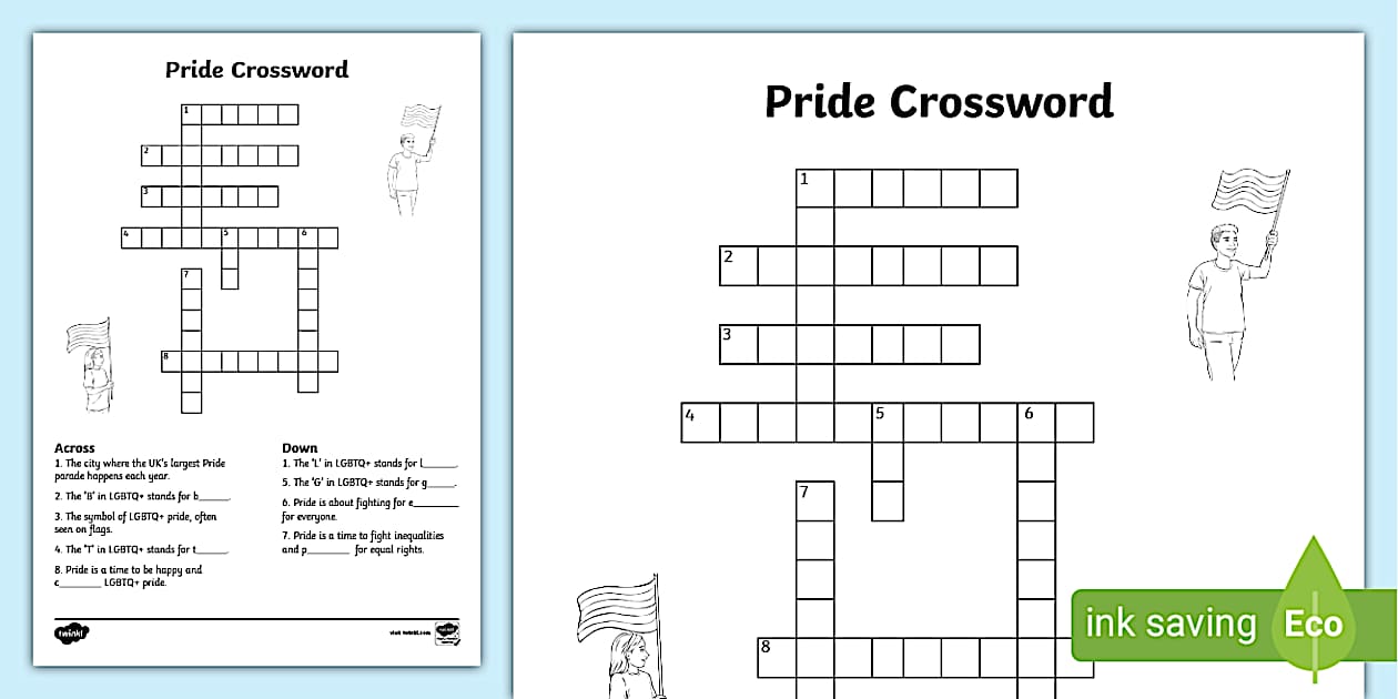 Pride Crossword - KS2 Pride Month Resources (teacher made)