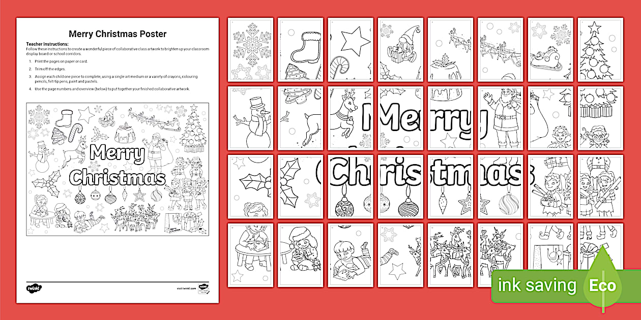Merry Christmas Collaborative Colouring Pages - Twinkl