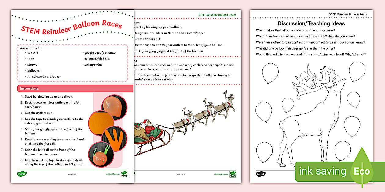 STEM Reindeer Balloon Races | Year 4 STEM (teacher made)