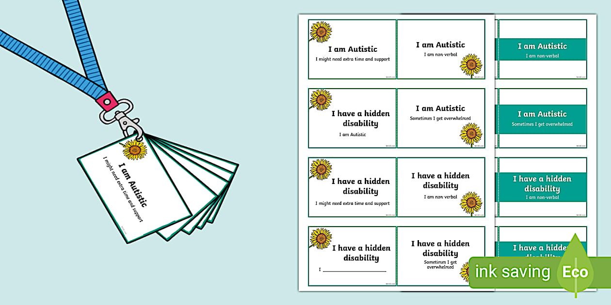 Hidden Disabilities Sunflower Lanyard Inserts - Inclusion