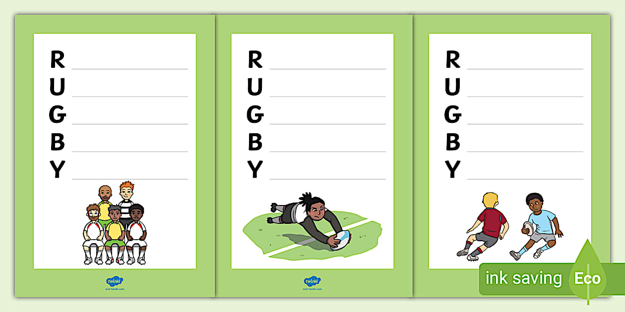 Rugby Acrostic Poem Template (teacher made) - Twinkl