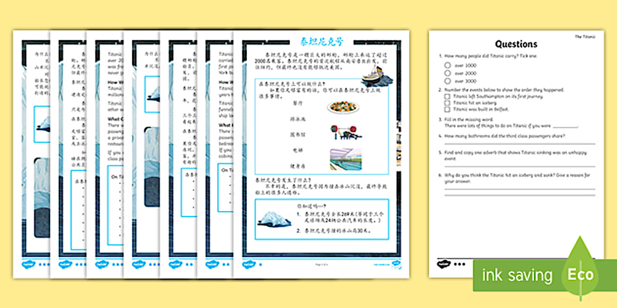 The Titanic Disaster Differentiated Reading Comprehension Activity