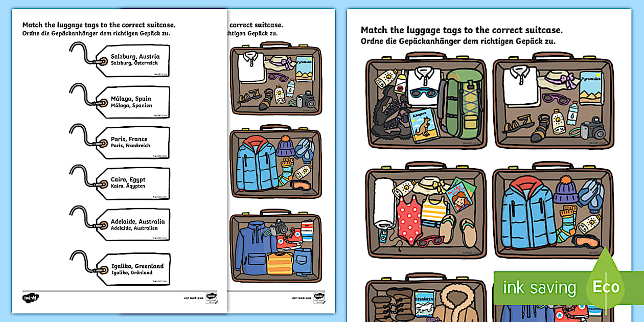 Editable Packing for Weather Around the World Activity English/German