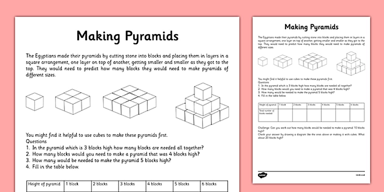 Egyptian Maths for Children - Making Pyramids Maths Problem