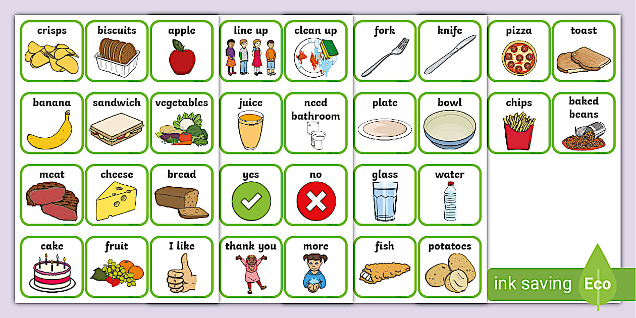 Non-verbal Communication Meal Time Cards - Inclusion - SEN