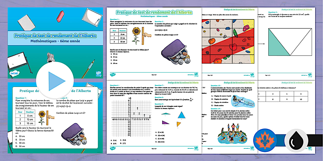 AB Testing Practice Grade 6 Maths 2 French (Teacher-Made)