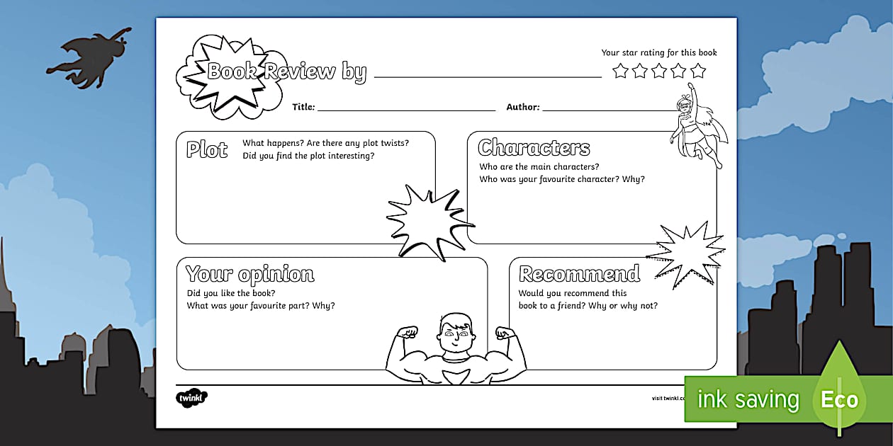 Superhero Themed Book Review Template - Twinkl
