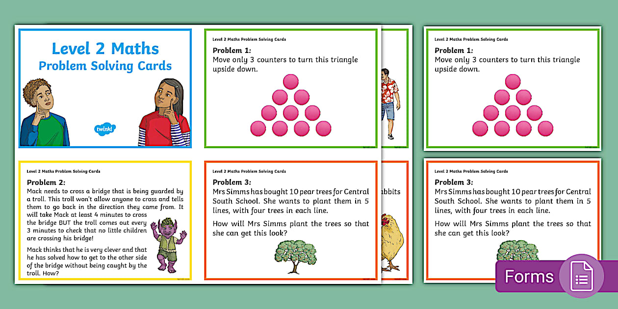 Maths Problem Solving Challenge Cards - Level 2-3 - Twinkl