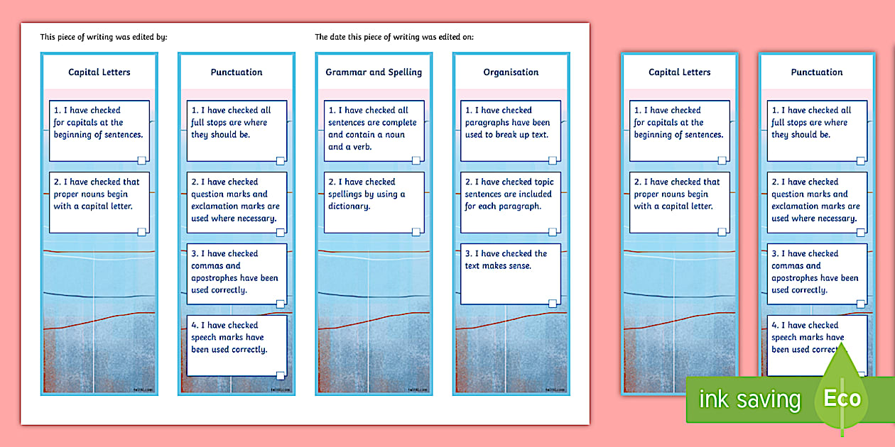 Self-Editing Checklist - English - Australia (teacher made)