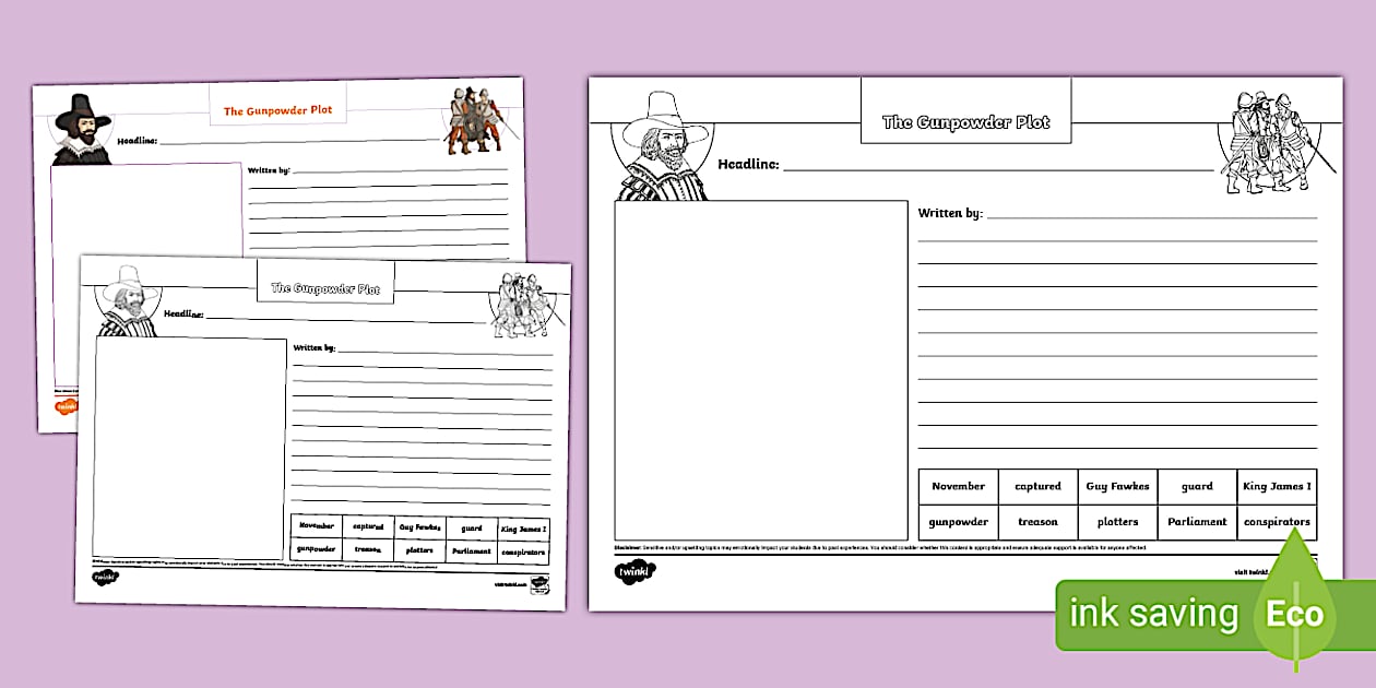 The Gunpowder Plot Recount Newspaper Template (teacher made)