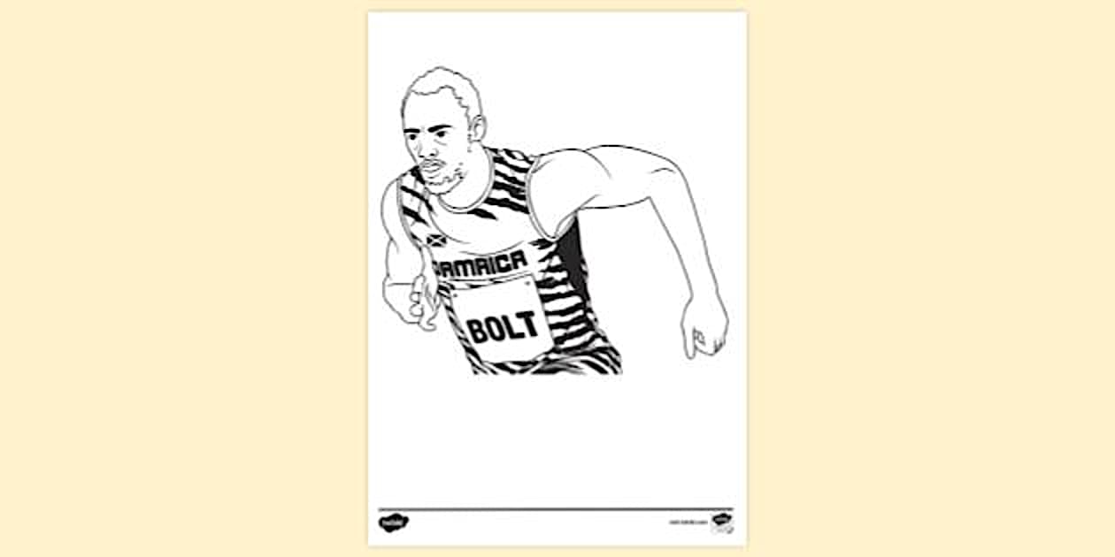 Usain Bolt Colouring Sheet | Twinkl Resources (teacher made)