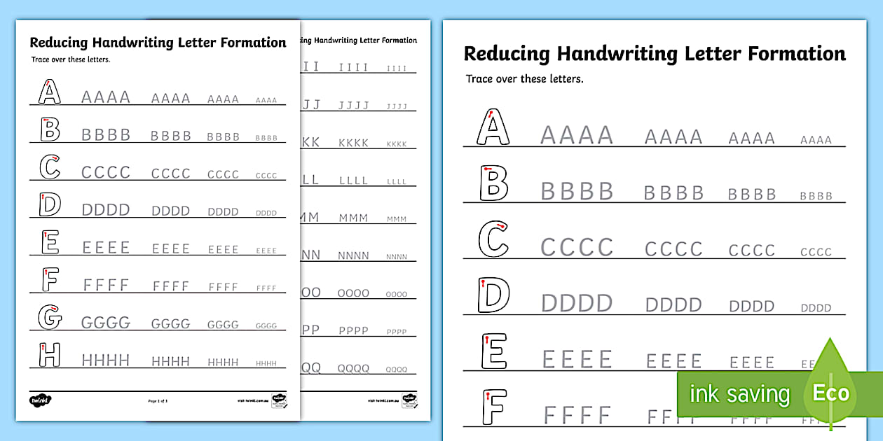 NSW Reducing Handwriting Letter Formation Worksheets