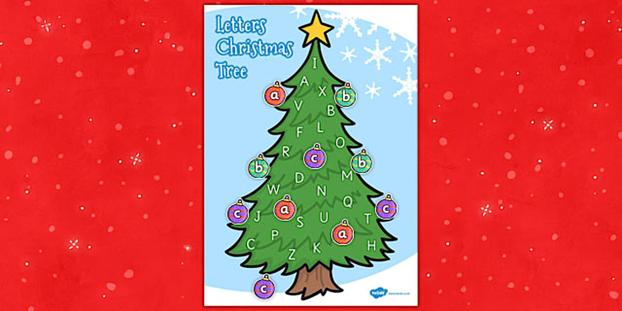 Cursive Upper and Lowercase Letter Christmas Tree Matching Activity