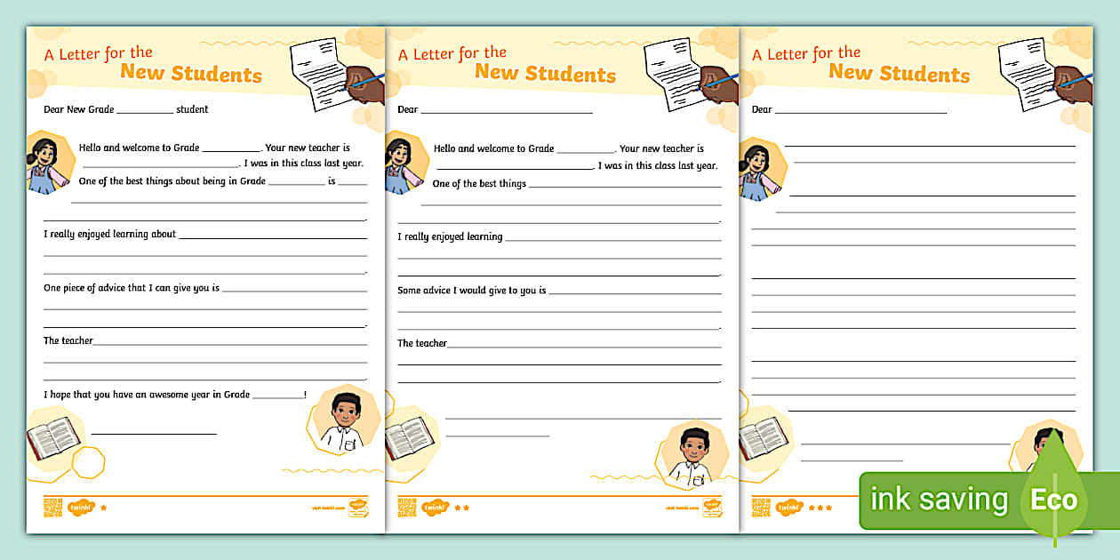 A Letter for the New Students (teacher made) - Twinkl