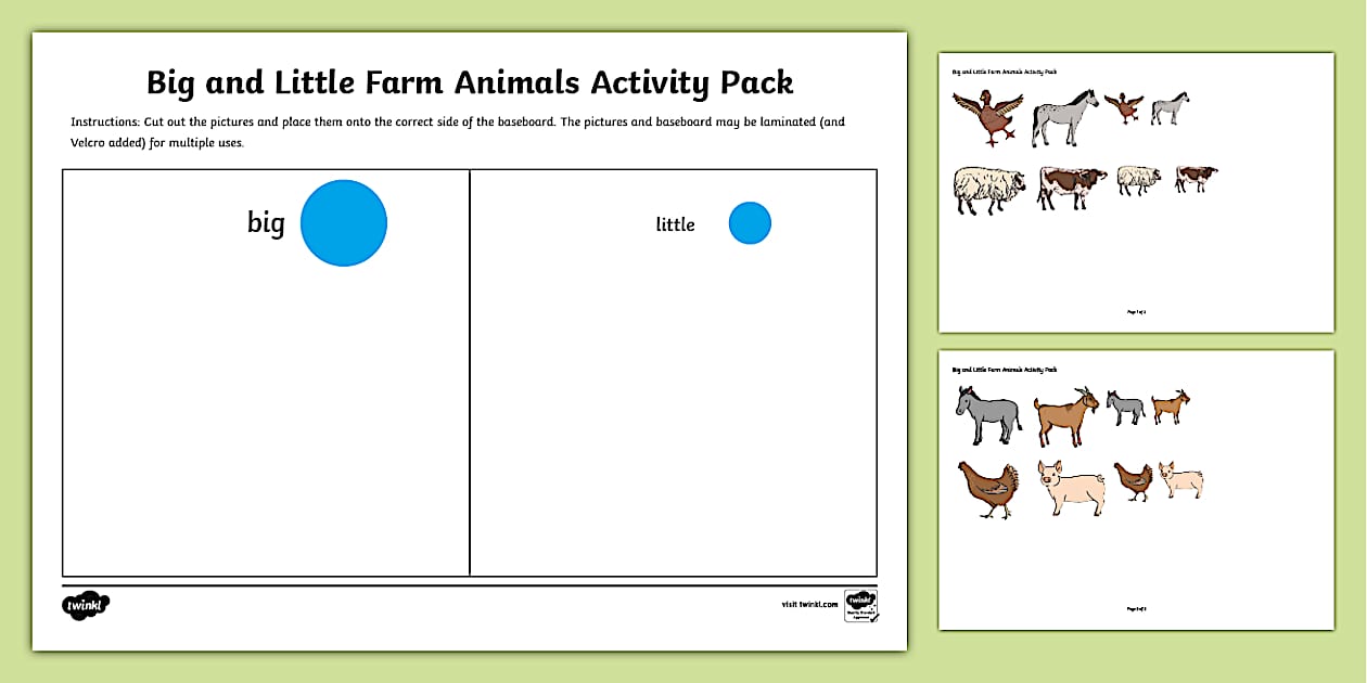 Big and Little Farmyard Animals Activity Pack (Teacher-Made)