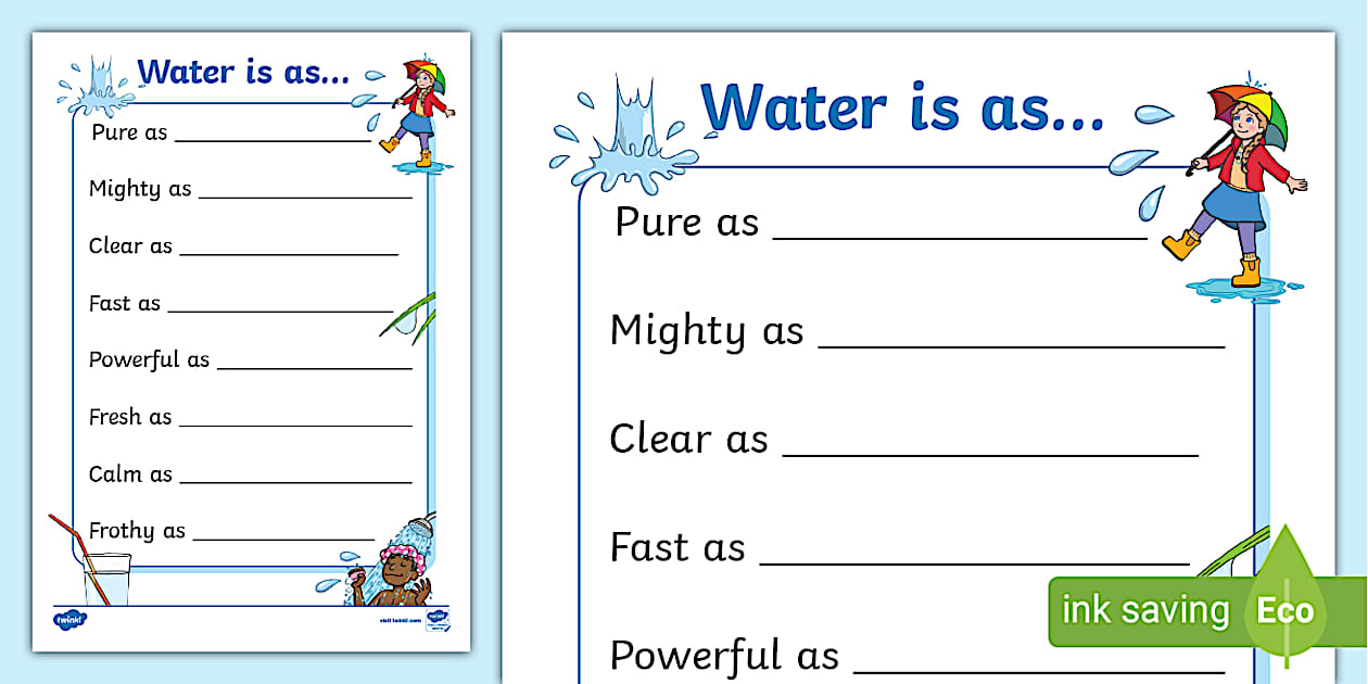 Water Simile Poem (Hecho por educadores) - Twinkl