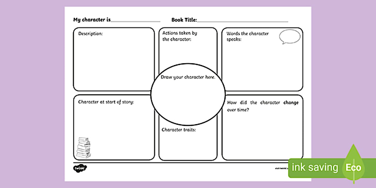 Editable Character Study Worksheet - Twinkl