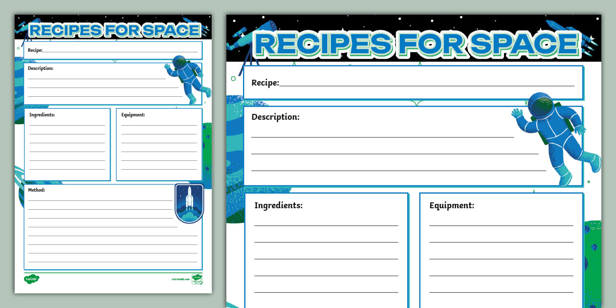 Space-Themed Recipe Writing Template (teacher made) - Twinkl