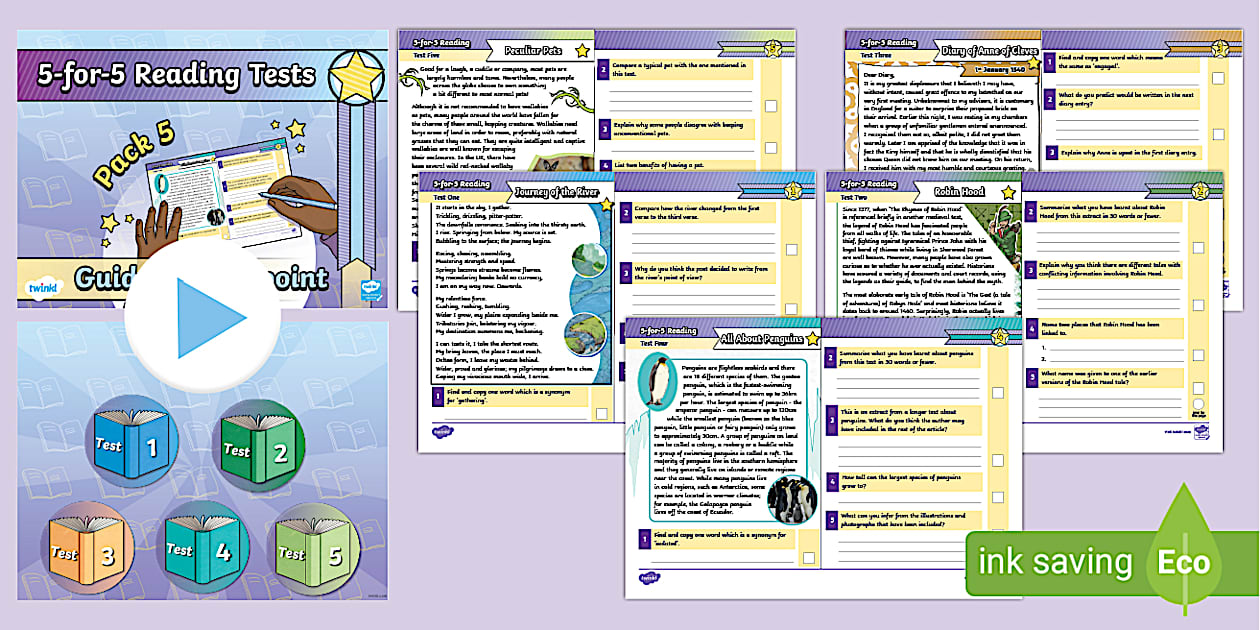 Year 6 SATs Survival: 5 for 5 Reading Comprehension Pack 5