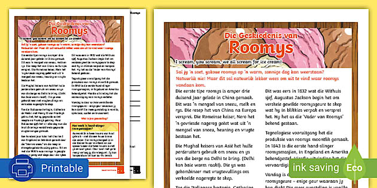 Die Geskiedenis van Roomys (teacher made) - Twinkl
