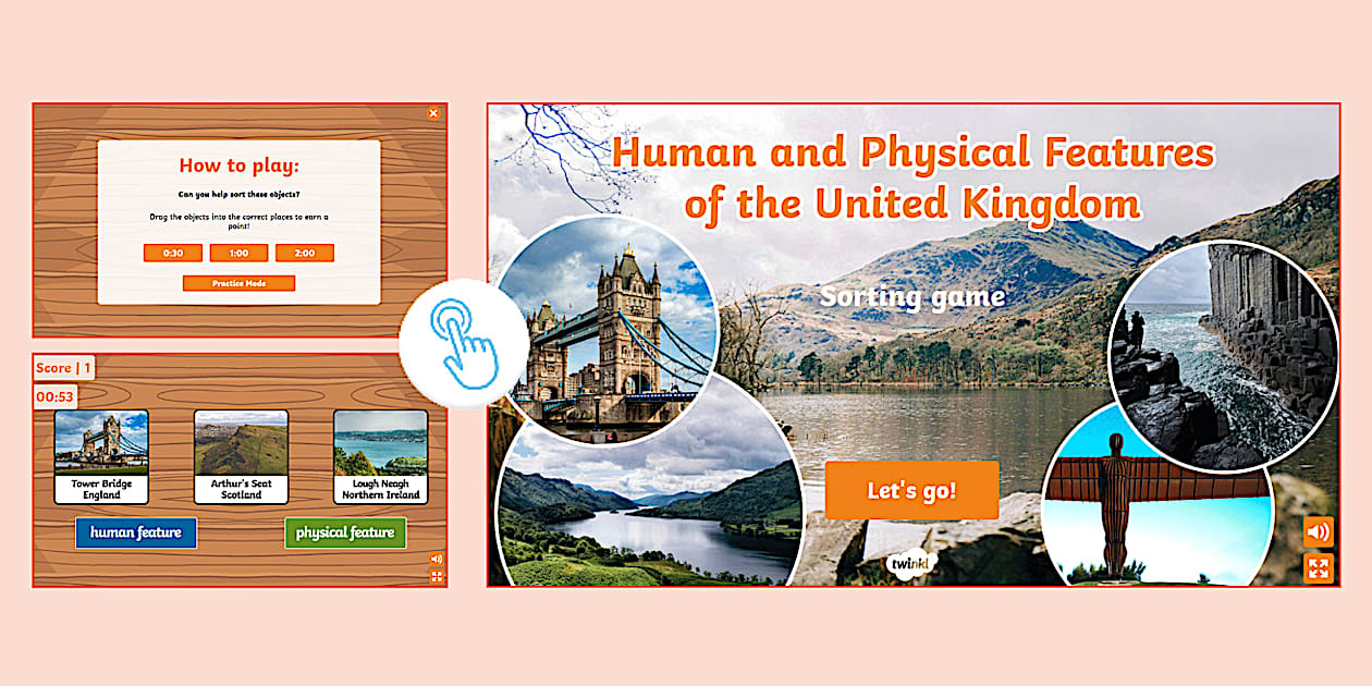 Human and Physical Features of the UK Interactive Sorting