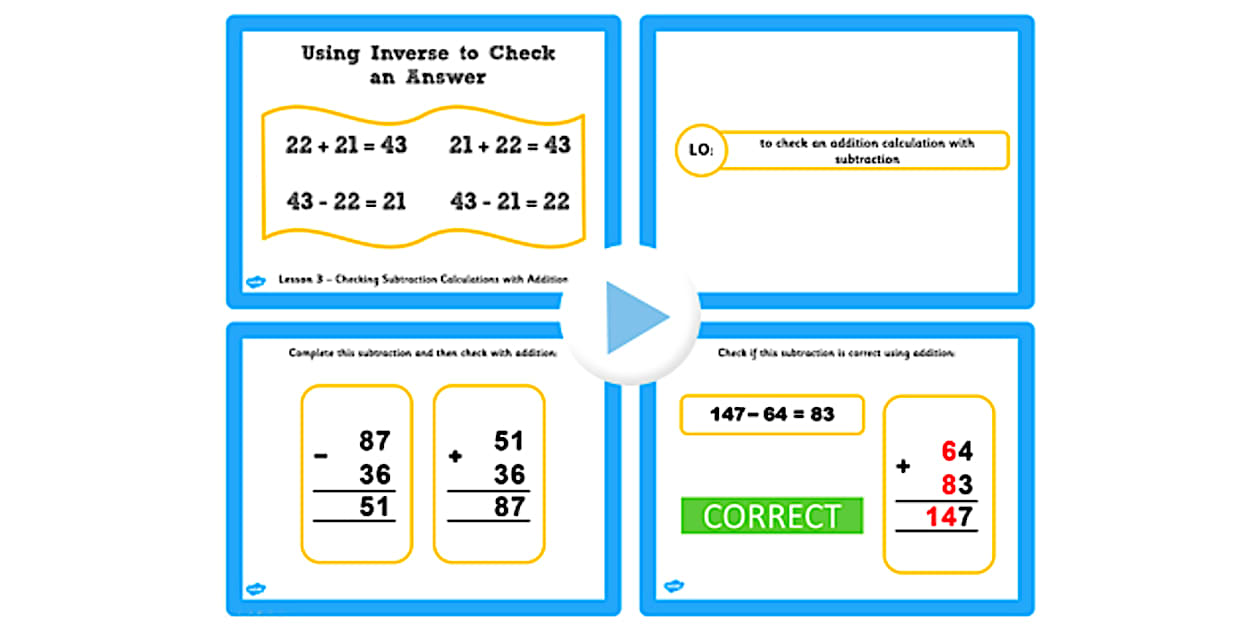 Y3 Inverse Lesson 3 Check Subtraction Calculations with Addition
