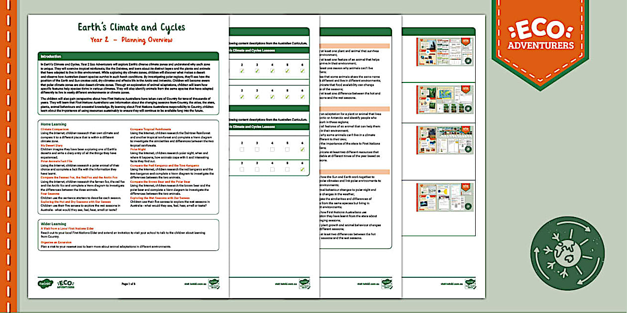 Year 2 Eco Adv. Earth's Climate and Cycles Planning Overview