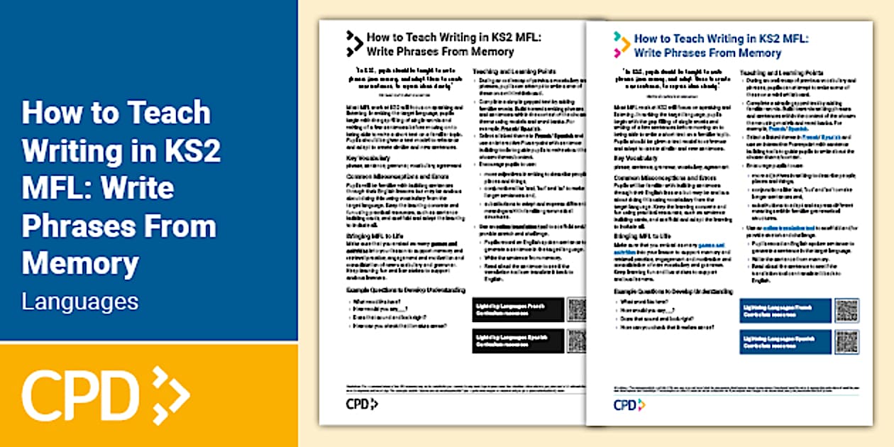 How to Teach Reading in KS2 MFL: Write Phrases From Memory