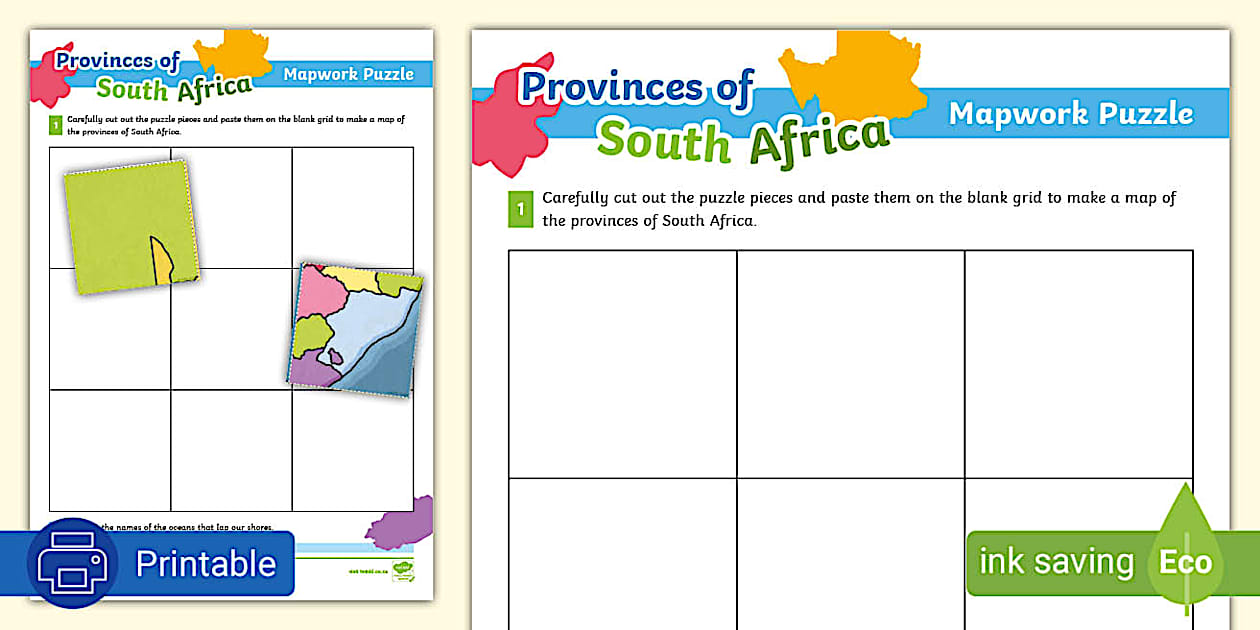 Provinces of South Africa - Mapwork Puzzle (teacher made)