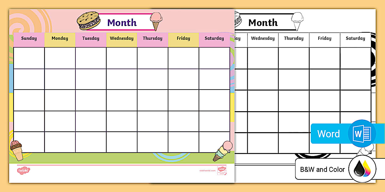 Ice Cream Calendar for PreK Classrooms | Twinkl USA