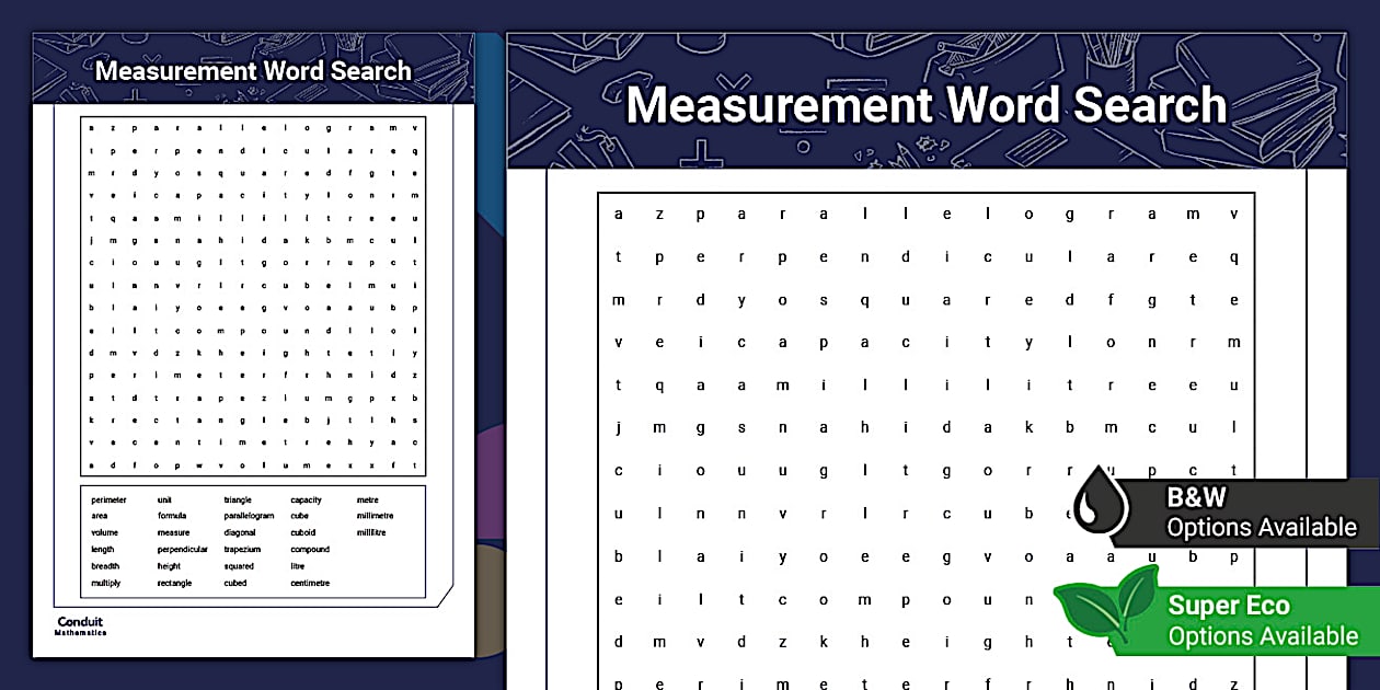 Measurement Word Search (teacher made) - Twinkl