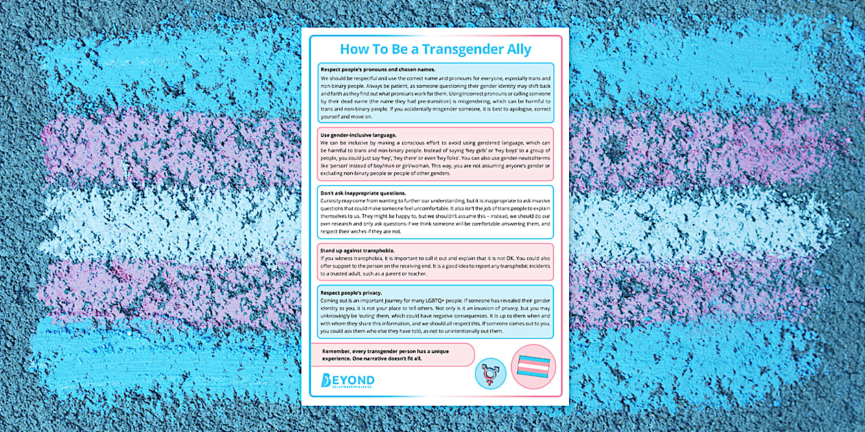 How to Be a Transgender Ally Display Poster (teacher made)