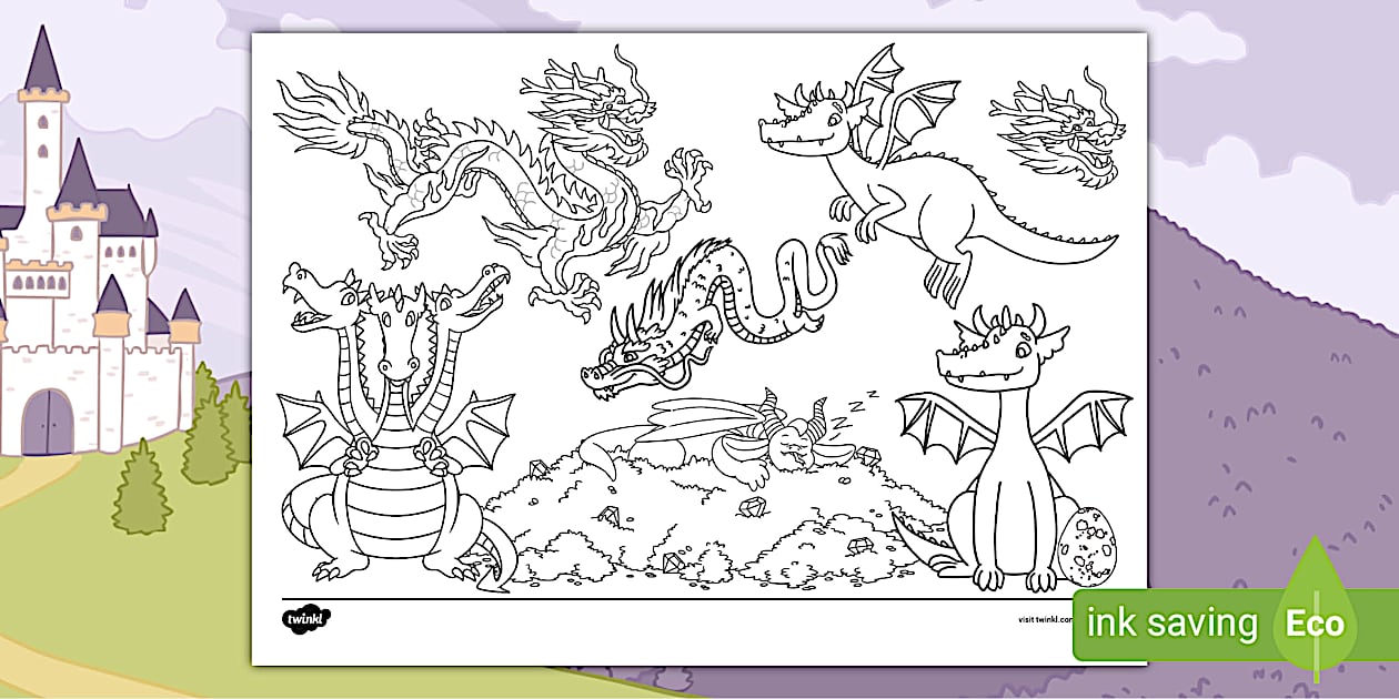 Dragon Doodle Colouring Page (teacher made) - Twinkl