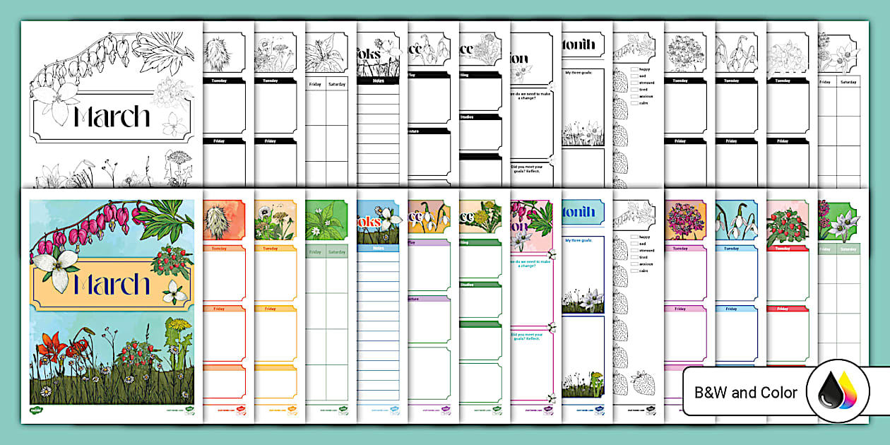March Homeschool Planner Pages (Teacher-Made) - Twinkl