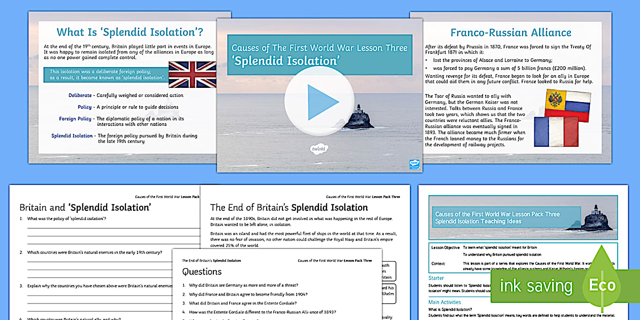 Causes of the First World War Lesson 3: Splendid Isolation Lesson Pack