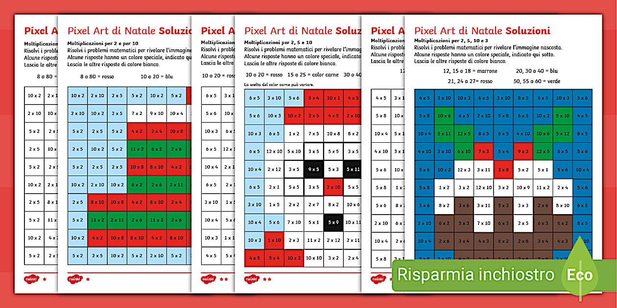 Pixel Art di Natale con moltiplicazioni (Teacher-Made)