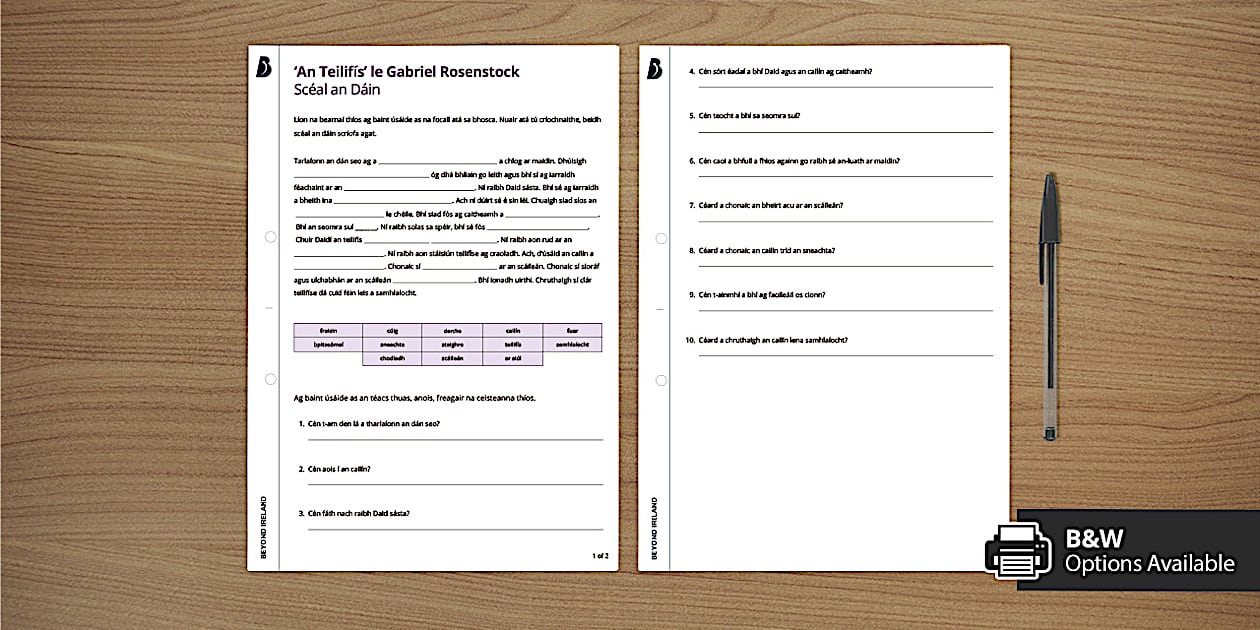 'An Teilifís' Bileog Oibre