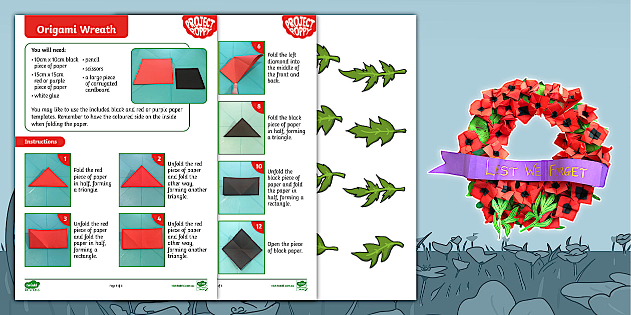 Poppy Origami Wreath | Project Poppy | Twinkl (Teacher-Made)