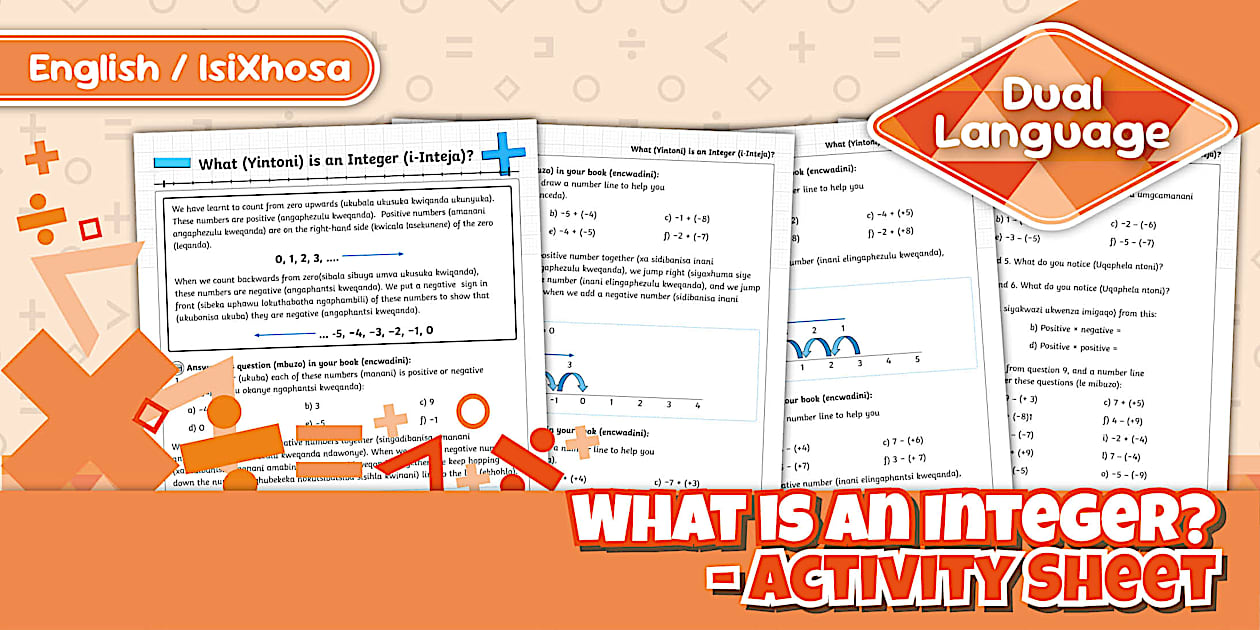 Grade 7 Maths Term 4 - What is an Integer? - Activity Sheet - IsiXhosa ...