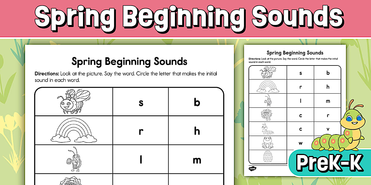 Spring Vocabulary Beginning Sounds Worksheet for PreK-K