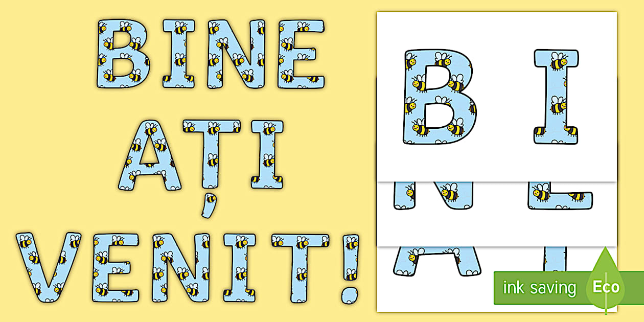 Bine ați venit! Litere decupabile (teacher made) - Twinkl