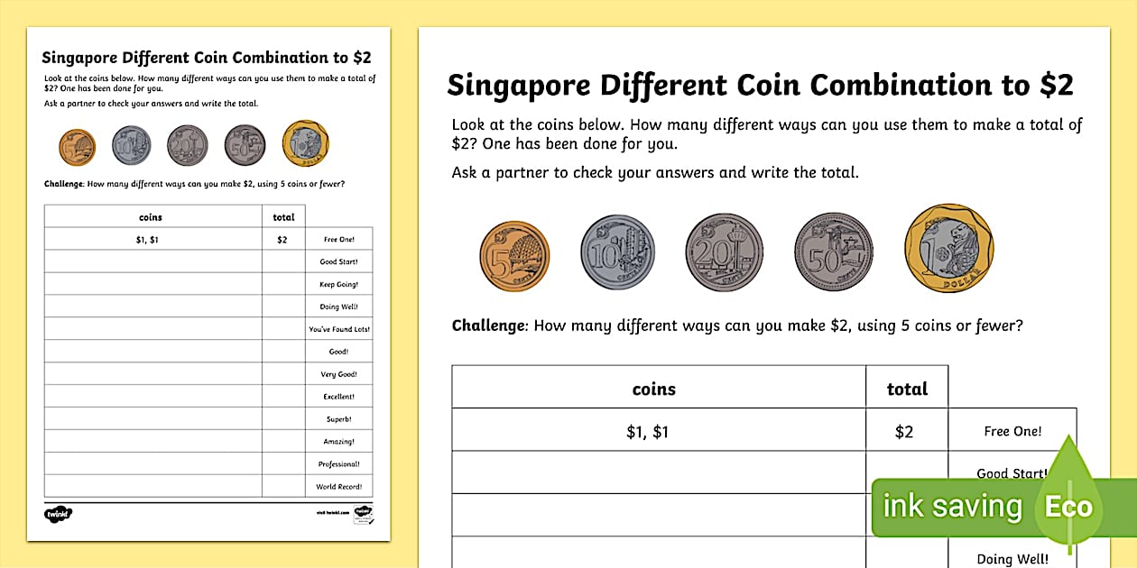 *Singapore Different Coin Combination to $2*