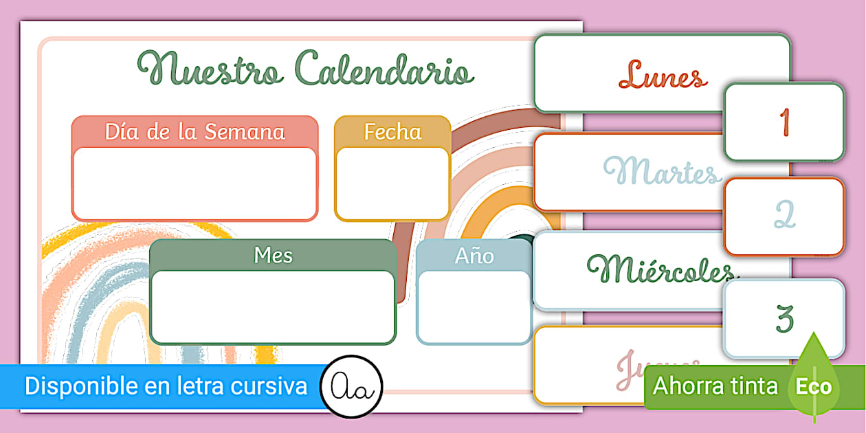 Calendario para Sala de Clases de Arcoíris (teacher made)